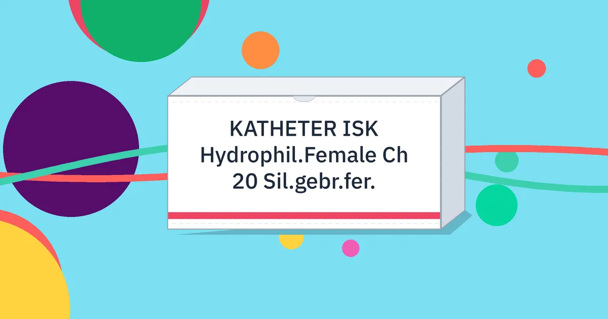 Symbolbild: Packung mit der Aufschrift KATHETER ISK Hydrophil.Female Ch 20 Sil.gebr.fer. (PZN 07613898) – Verfügbarkeit und Bezug in Apotheken in Frankfurt am Main