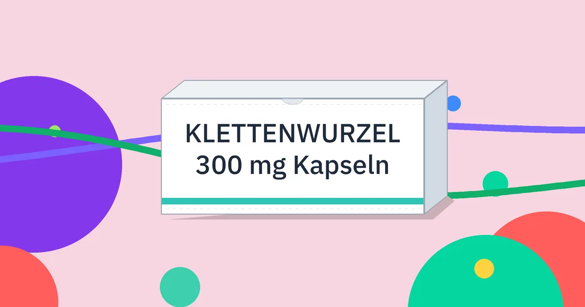 Symbolbild: Packung mit der Aufschrift KLETTENWURZEL 300 mg Kapseln (PZN 18216427) – Verfügbarkeit und Bezug in Apotheken in Frankfurt am Main