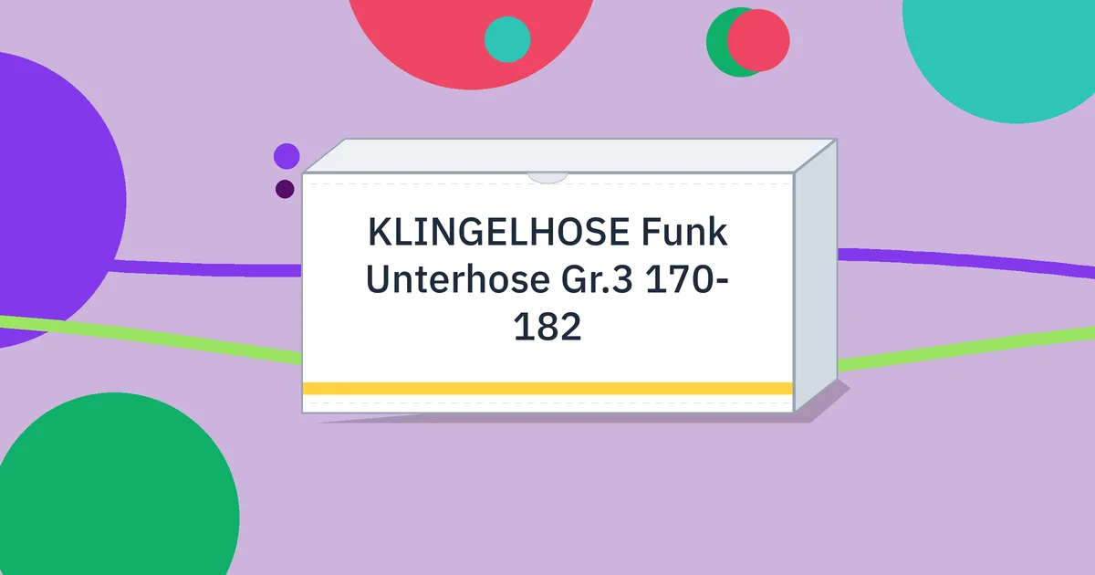 Symbolbild: Packung mit der Aufschrift KLINGELHOSE Funk Unterhose Gr.3 170-182 (PZN 03725956) – Verfügbarkeit und Bezug in Apotheken in Frankfurt am Main