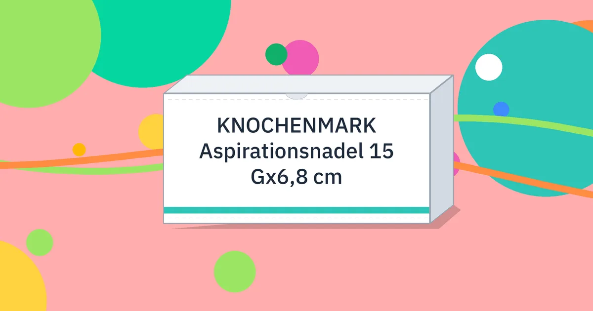 Symbolbild: Packung mit der Aufschrift KNOCHENMARK Aspirationsnadel 15 Gx6,8 cm (PZN 00292770) – Verfügbarkeit und Bezug in Apotheken in Frankfurt am Main
