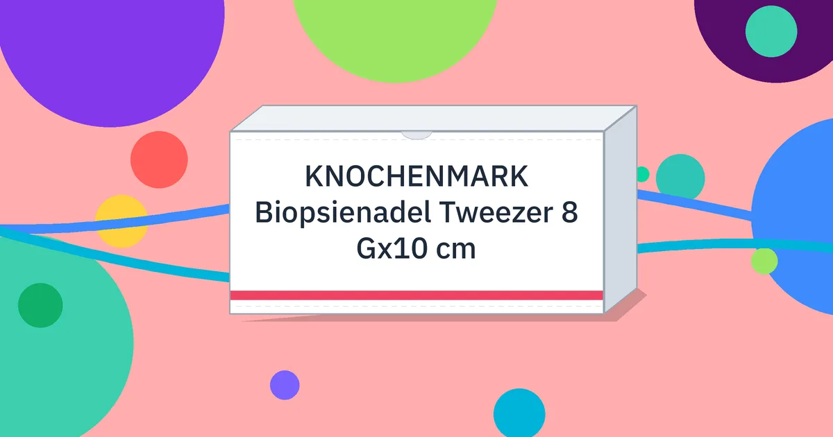 Symbolbild: Packung mit der Aufschrift KNOCHENMARK Biopsienadel Tweezer 8 Gx10 cm (PZN 10914327) – Verfügbarkeit und Bezug in Apotheken in Frankfurt am Main