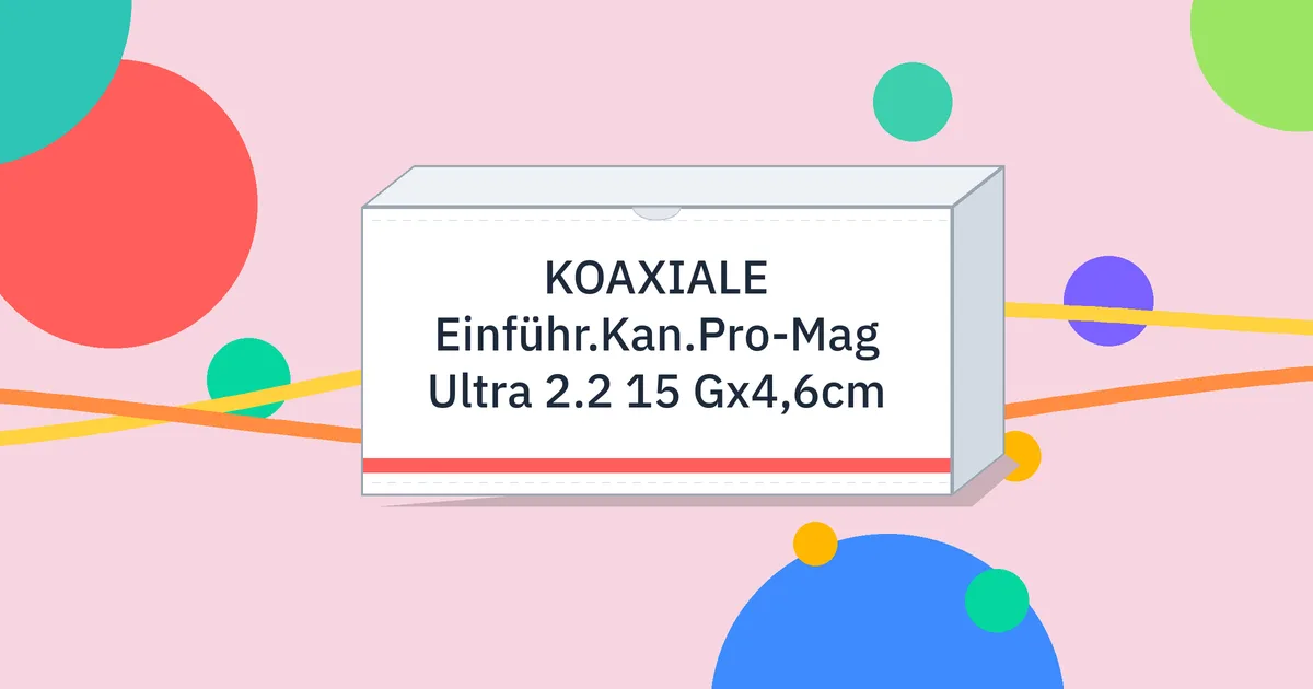 Symbolbild: Packung mit der Aufschrift KOAXIALE Einführ.Kan.Pro-Mag Ultra 2.2 15 Gx4,6cm (PZN 04503991) – Verfügbarkeit und Bezug in Apotheken in Frankfurt am Main