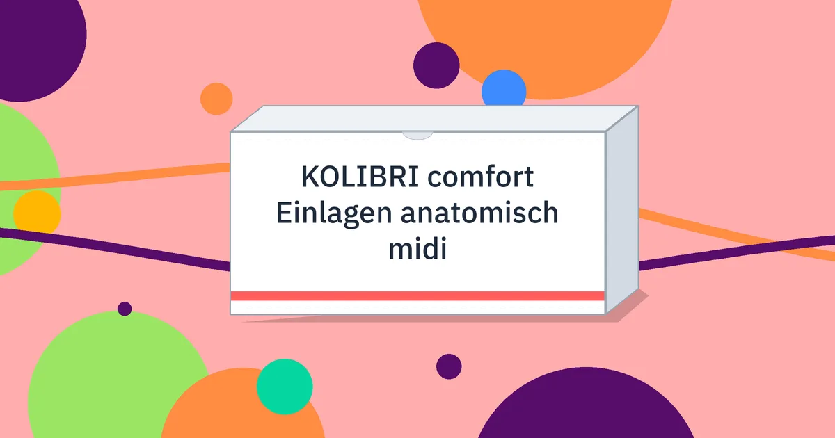 Symbolbild: Packung mit der Aufschrift KOLIBRI comfort Einlagen anatomisch midi (PZN 18202508) – Verfügbarkeit und Bezug in Apotheken in Frankfurt am Main