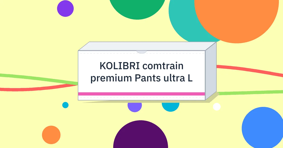Symbolbild: Packung mit der Aufschrift KOLIBRI comtrain premium Pants ultra L (PZN 15427603) – Verfügbarkeit und Bezug in Apotheken in Frankfurt am Main