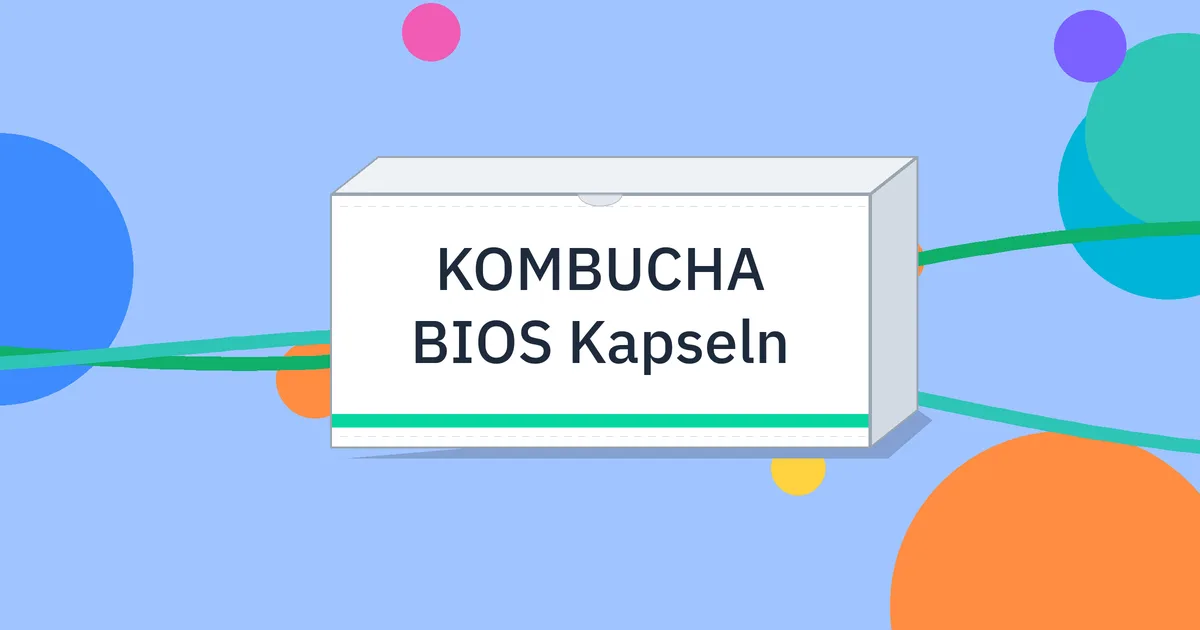 Symbolbild: Packung mit der Aufschrift KOMBUCHA BIOS Kapseln (PZN 02204505) – Verfügbarkeit und Bezug in Apotheken in Frankfurt am Main
