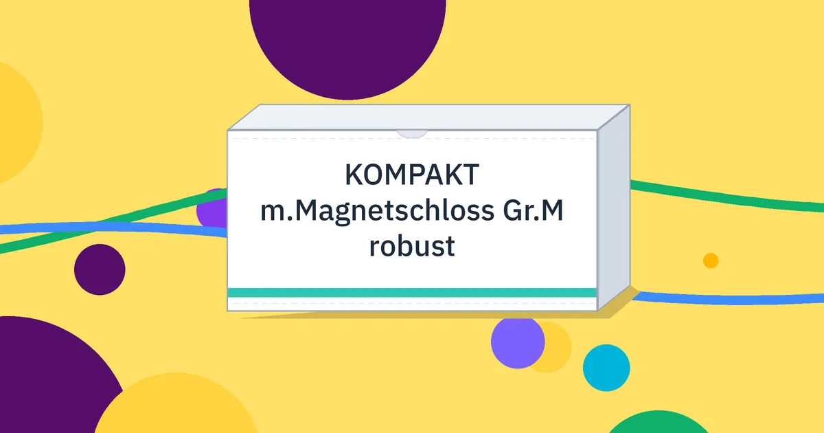 Symbolbild: Packung mit der Aufschrift KOMPAKT m.Magnetschloss Gr.M robust (PZN 05025938) – Verfügbarkeit und Bezug in Apotheken in Frankfurt am Main