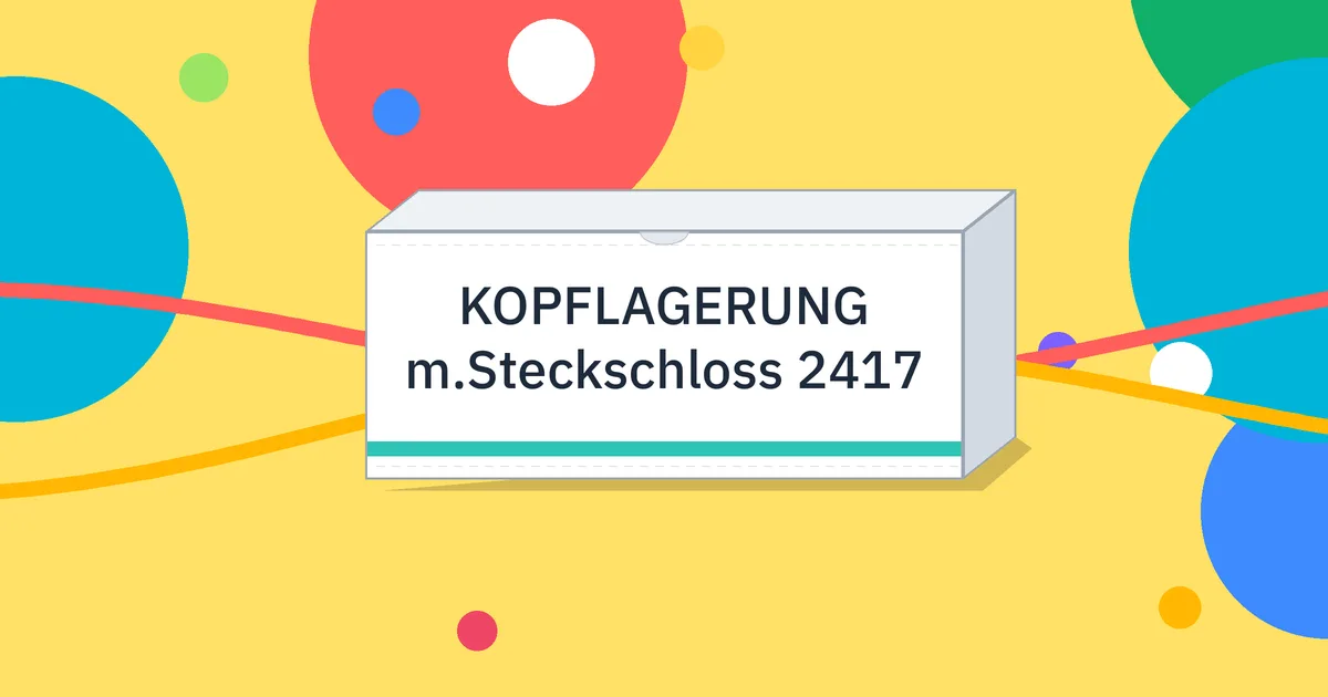 Symbolbild: Packung mit der Aufschrift KOPFLAGERUNG m.Steckschloss 2417 (PZN 14297883) – Verfügbarkeit und Bezug in Apotheken in Frankfurt am Main