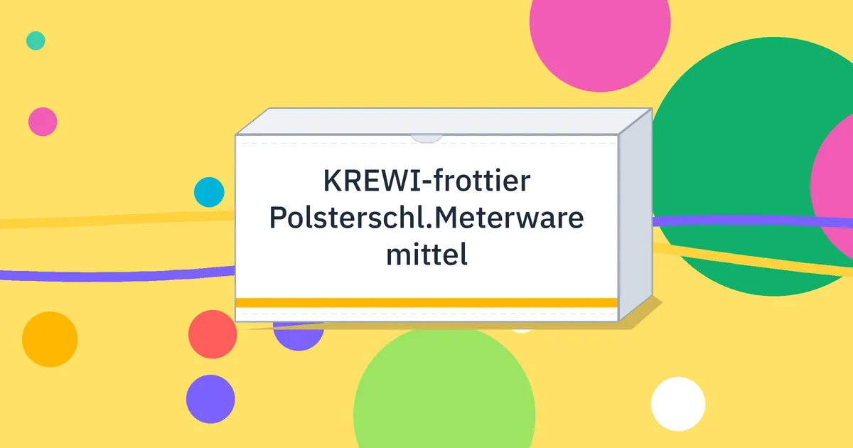 Symbolbild: Packung mit der Aufschrift KREWI-frottier Polsterschl.Meterware mittel (PZN 06710139) – Verfügbarkeit und Bezug in Apotheken in Frankfurt am Main