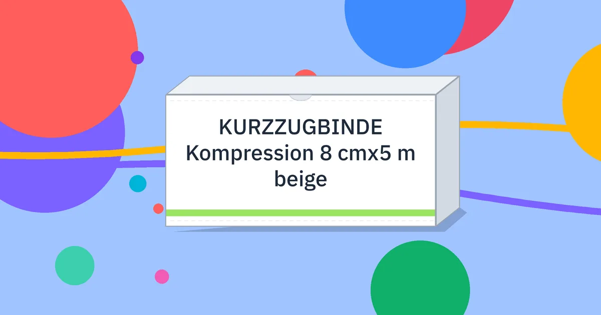 Symbolbild: Packung mit der Aufschrift KURZZUGBINDE Kompression 8 cmx5 m beige (PZN 17559450) – Verfügbarkeit und Bezug in Apotheken in Frankfurt am Main