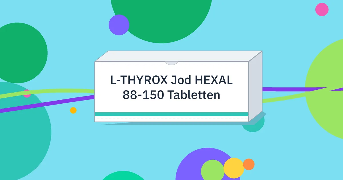 Symbolbild: Packung mit der Aufschrift L-THYROX Jod HEXAL 88-150 Tabletten (PZN 04250260) – Verfügbarkeit und Bezug in Apotheken in Frankfurt am Main