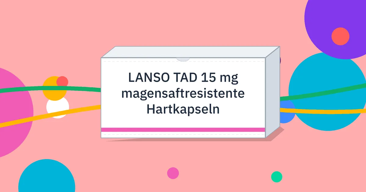 Symbolbild: Packung mit der Aufschrift LANSO TAD 15 mg magensaftresistente Hartkapseln (PZN 03734228) – Verfügbarkeit und Bezug in Apotheken in Frankfurt am Main