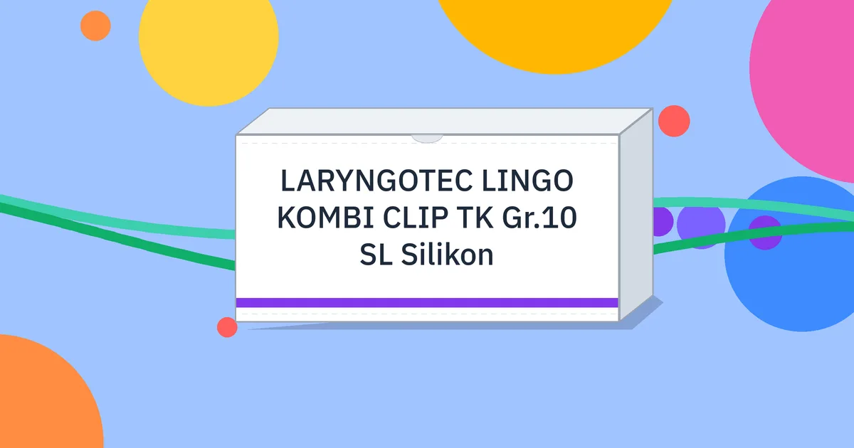 Symbolbild: Packung mit der Aufschrift LARYNGOTEC LINGO KOMBI CLIP TK Gr.10 SL Silikon (PZN 03312355) – Verfügbarkeit und Bezug in Apotheken in Frankfurt am Main