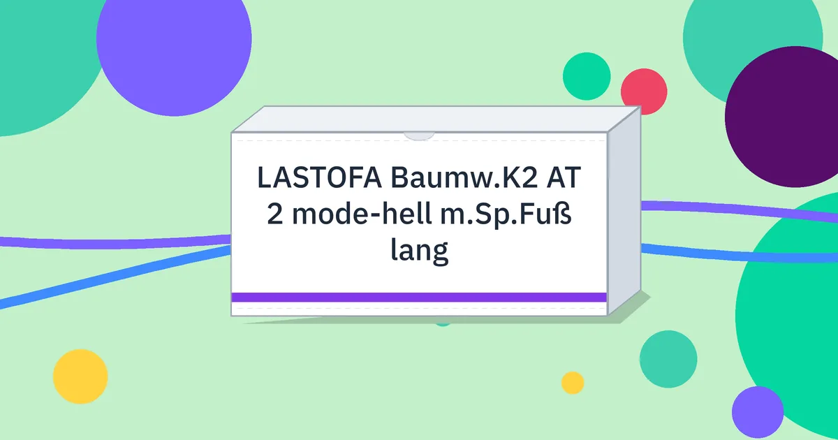 Symbolbild: Packung mit der Aufschrift LASTOFA Baumw.K2 AT 2 mode-hell m.Sp.Fuß lang (PZN 01950123) – Verfügbarkeit und Bezug in Apotheken in Frankfurt am Main