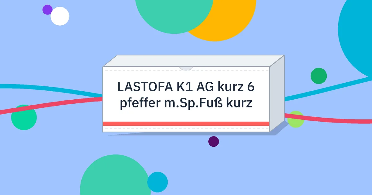 Symbolbild: Packung mit der Aufschrift LASTOFA K1 AG kurz 6 pfeffer m.Sp.Fuß kurz (PZN 13794852) – Verfügbarkeit und Bezug in Apotheken in Frankfurt am Main