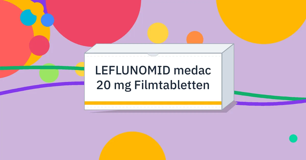 Symbolbild: Packung mit der Aufschrift LEFLUNOMID medac 20 mg Filmtabletten (PZN 19102080) – Verfügbarkeit und Bezug in Apotheken in Frankfurt am Main