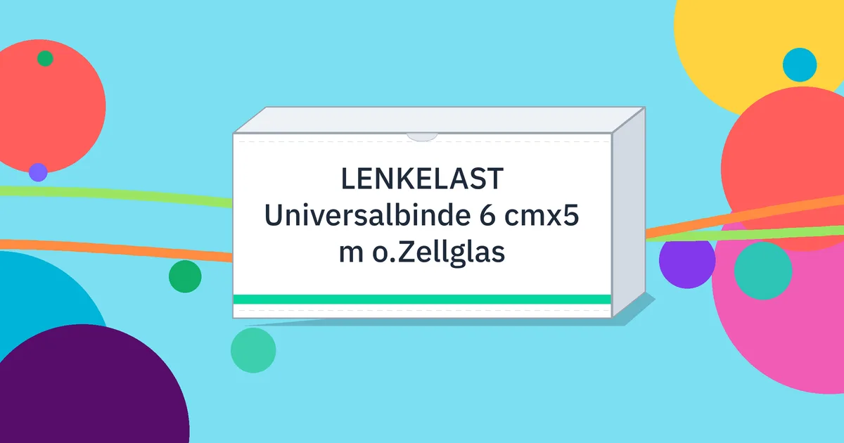 Symbolbild: Packung mit der Aufschrift LENKELAST Universalbinde 6 cmx5 m o.Zellglas (PZN 10931627) – Verfügbarkeit und Bezug in Apotheken in Frankfurt am Main