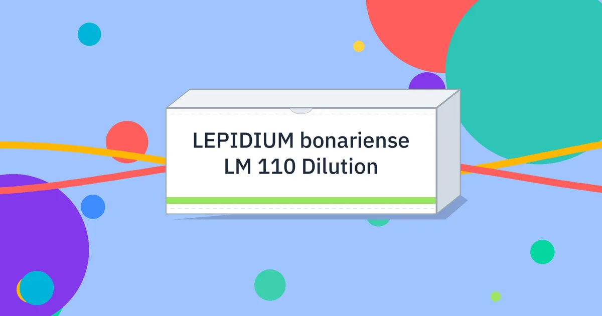 Symbolbild: Packung mit der Aufschrift LEPIDIUM bonariense LM 110 Dilution (PZN 13526643) – Verfügbarkeit und Bezug in Apotheken in Frankfurt am Main