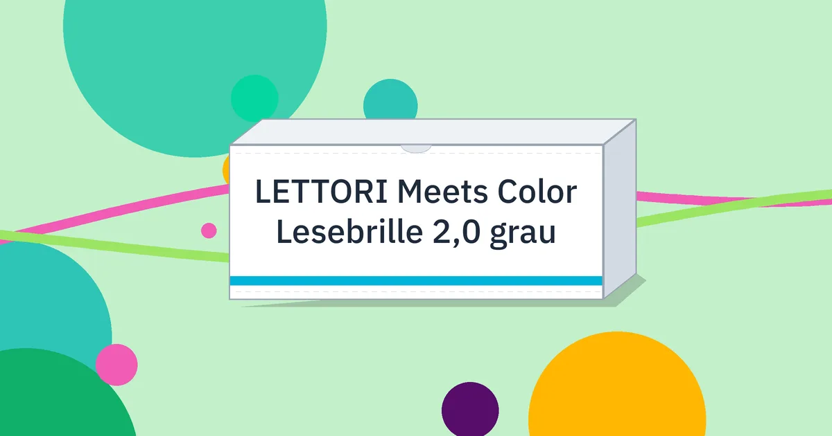 Symbolbild: Packung mit der Aufschrift LETTORI Meets Color Lesebrille 2,0 grau (PZN 11057173) – Verfügbarkeit und Bezug in Apotheken in Frankfurt am Main
