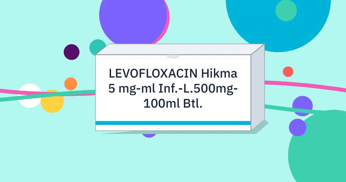 Symbolbild: Packung mit der Aufschrift LEVOFLOXACIN Hikma 5 mg-ml Inf.-L.500mg-100ml Btl. (PZN 20380111) – Verfügbarkeit und Bezug in Apotheken in Frankfurt am Main
