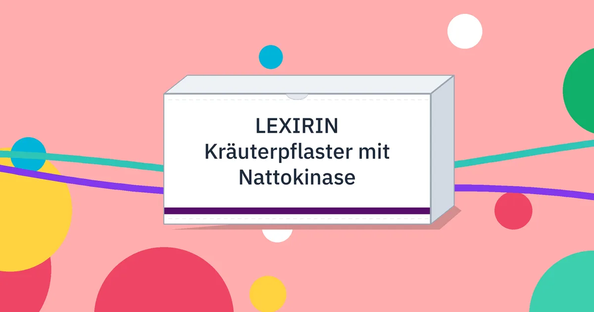 Symbolbild: Packung mit der Aufschrift LEXIRIN Kräuterpflaster mit Nattokinase (PZN 12528410) – Verfügbarkeit und Bezug in Apotheken in Frankfurt am Main