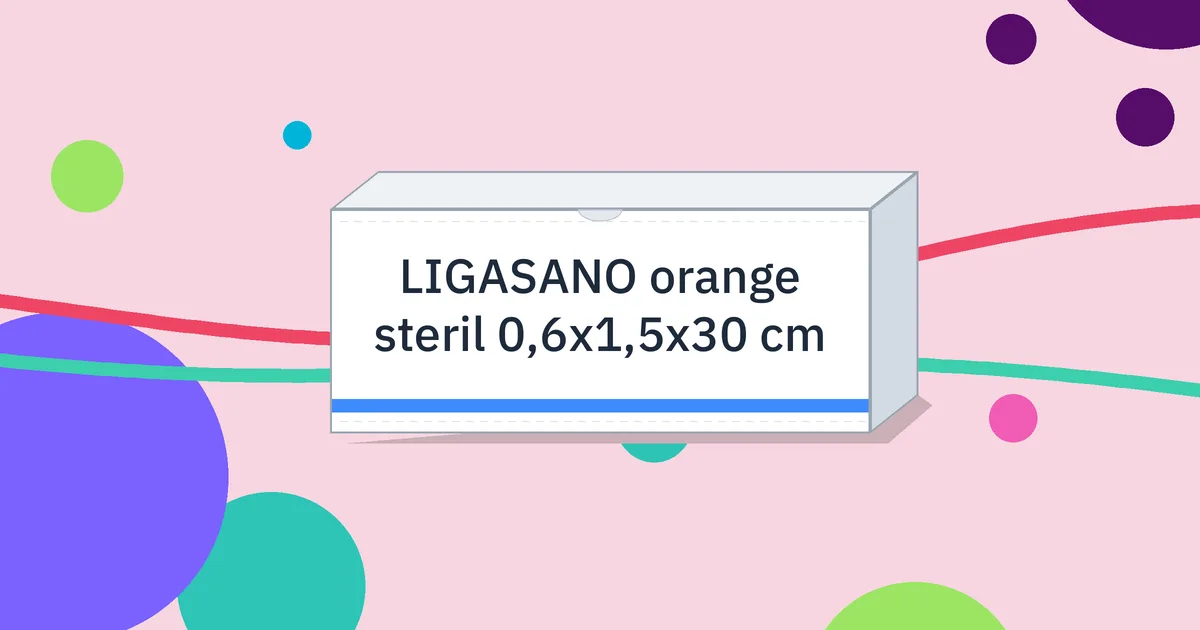 Symbolbild: Packung mit der Aufschrift LIGASANO orange steril 0,6x1,5x30 cm (PZN 20171502) – Verfügbarkeit und Bezug in Apotheken in Frankfurt am Main