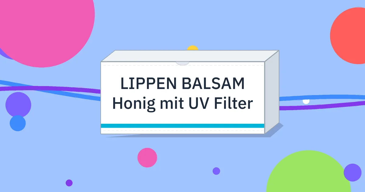 Symbolbild: Packung mit der Aufschrift LIPPEN BALSAM Honig mit UV Filter (PZN 16334826) – Verfügbarkeit und Bezug in Apotheken in Frankfurt am Main