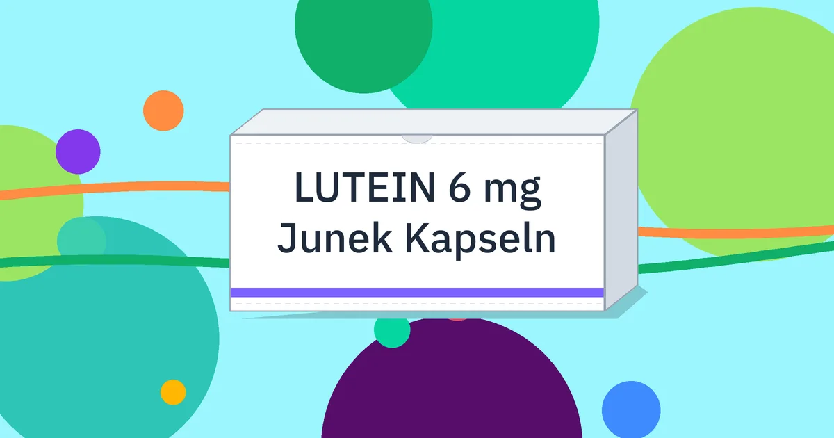 Symbolbild: Packung mit der Aufschrift LUTEIN 6 mg Junek Kapseln (PZN 10396430) – Verfügbarkeit und Bezug in Apotheken in Frankfurt am Main