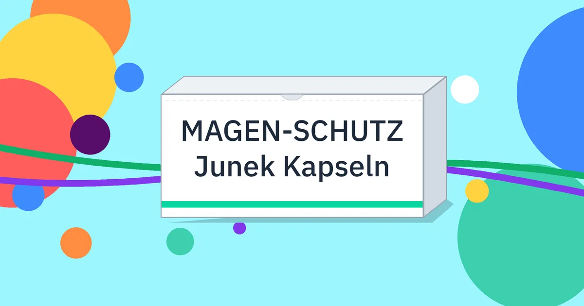 Symbolbild: Packung mit der Aufschrift MAGEN-SCHUTZ Junek Kapseln (PZN 05529136) – Verfügbarkeit und Bezug in Apotheken in Frankfurt am Main