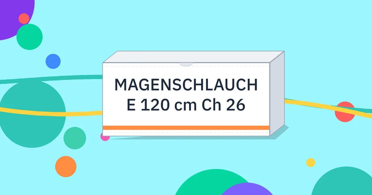Symbolbild: Packung mit der Aufschrift MAGENSCHLAUCH E 120 cm Ch 26 (PZN 02442245) – Verfügbarkeit und Bezug in Apotheken in Frankfurt am Main