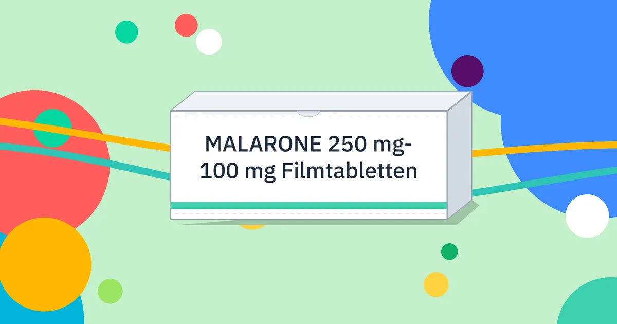 Symbolbild: Packung mit der Aufschrift MALARONE 250 mg-100 mg Filmtabletten (PZN 01647198) – Verfügbarkeit und Bezug in Apotheken in Frankfurt am Main