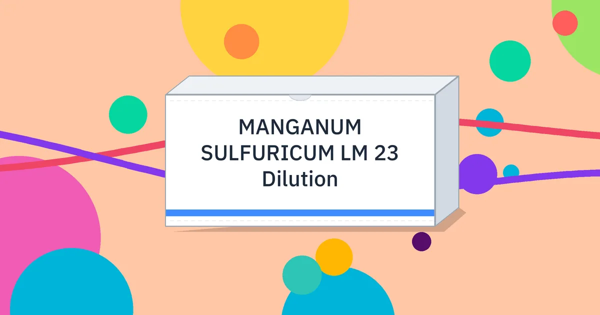 Symbolbild: Packung mit der Aufschrift MANGANUM SULFURICUM LM 23 Dilution (PZN 12946165) – Verfügbarkeit und Bezug in Apotheken in Frankfurt am Main