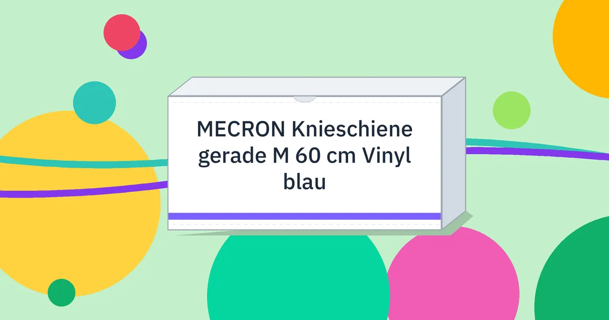 Symbolbild: Packung mit der Aufschrift MECRON Knieschiene gerade M 60 cm Vinyl blau (PZN 02905975) – Verfügbarkeit und Bezug in Apotheken in Frankfurt am Main