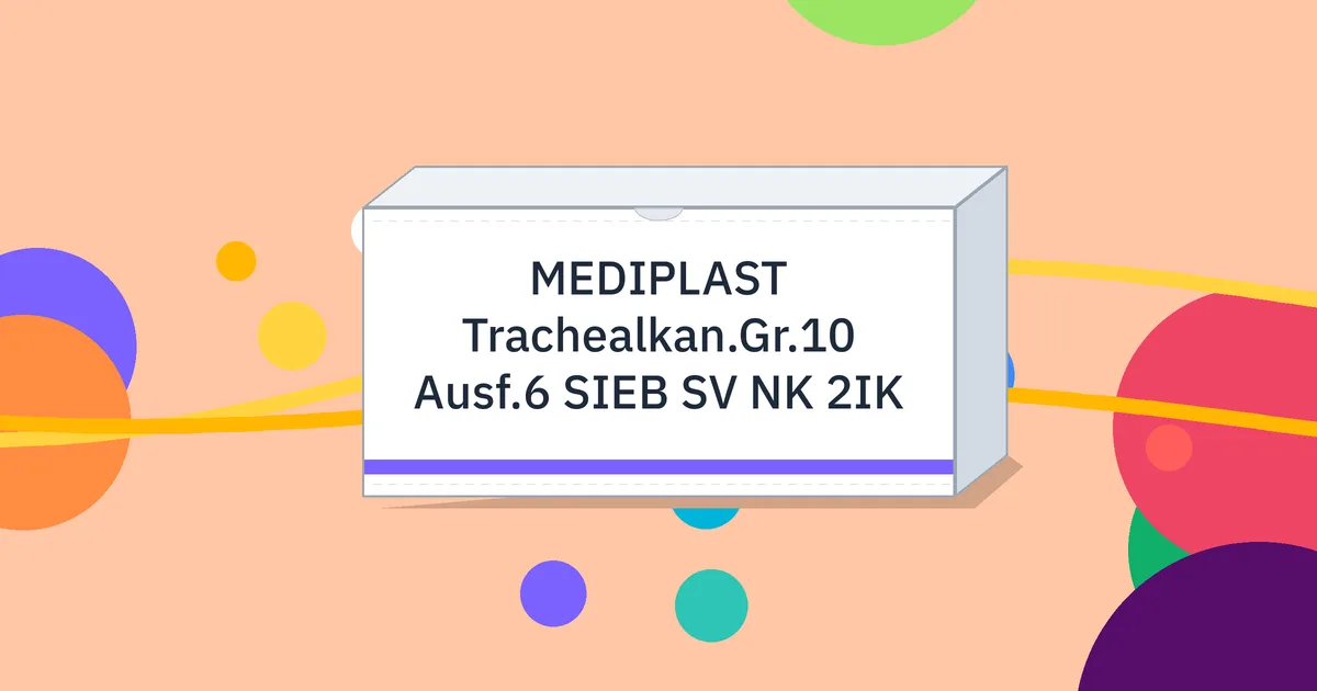 Symbolbild: Packung mit der Aufschrift MEDIPLAST Trachealkan.Gr.10 Ausf.6 SIEB SV NK 2IK (PZN 04527566) – Verfügbarkeit und Bezug in Apotheken in Frankfurt am Main