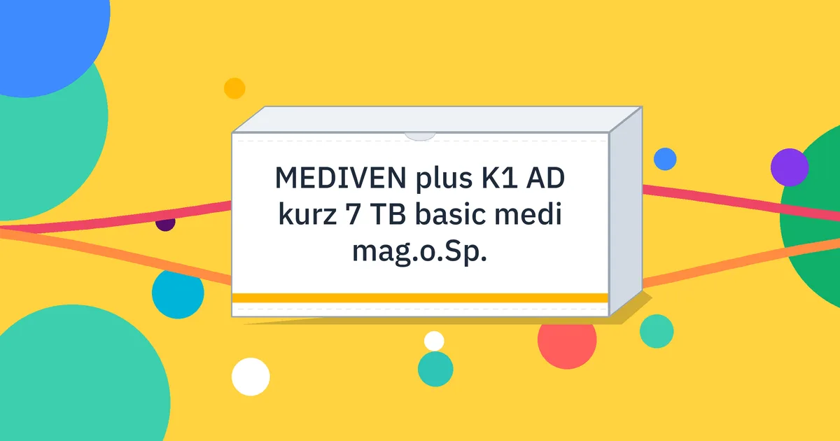 Symbolbild: Packung mit der Aufschrift MEDIVEN plus K1 AD kurz 7 TB basic medi mag.o.Sp. (PZN 15045735) – Verfügbarkeit und Bezug in Apotheken in Frankfurt am Main