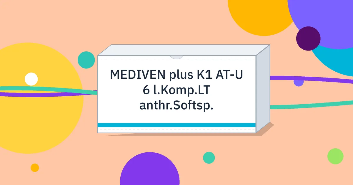 Symbolbild: Packung mit der Aufschrift MEDIVEN plus K1 AT-U 6 l.Komp.LT anthr.Softsp. (PZN 15032916) – Verfügbarkeit und Bezug in Apotheken in Frankfurt am Main