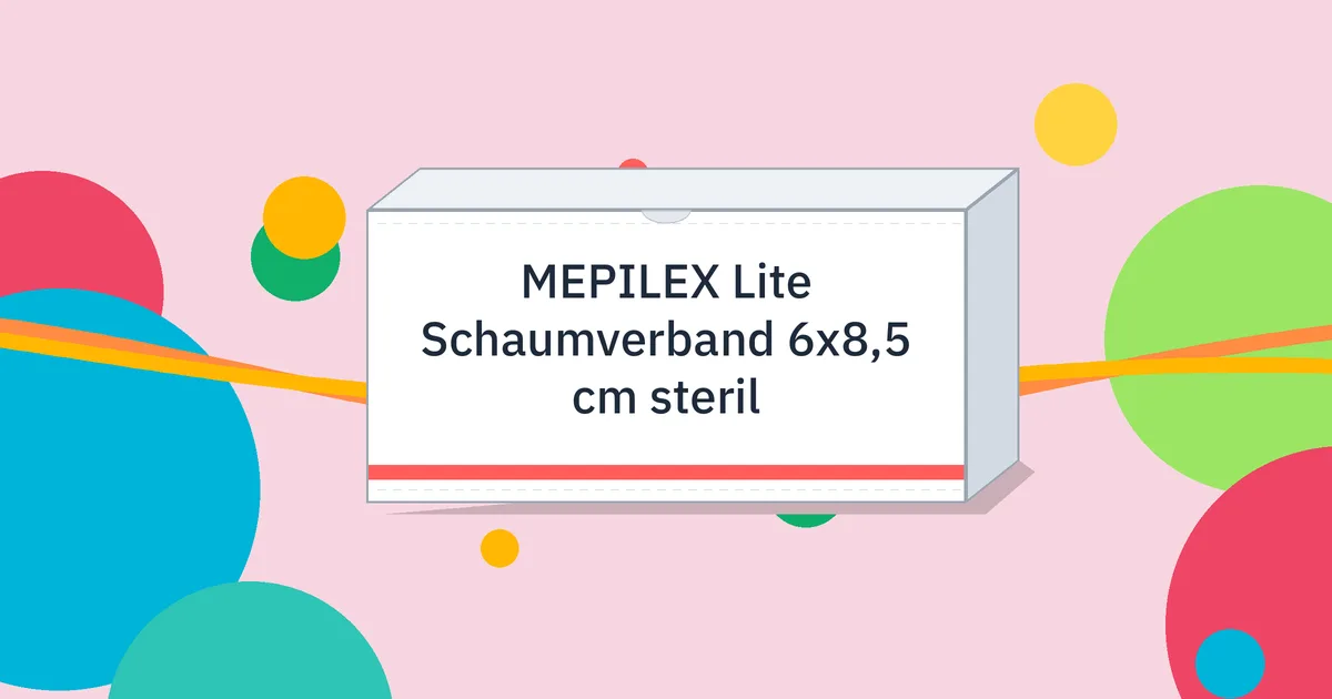 Symbolbild: Packung mit der Aufschrift MEPILEX Lite Schaumverband 6x8,5 cm steril (PZN 13390646) – Verfügbarkeit und Bezug in Apotheken in Frankfurt am Main