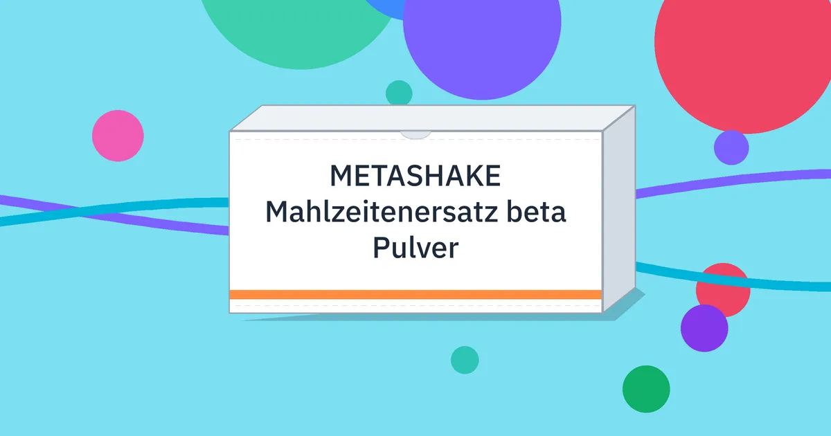 Symbolbild: Packung mit der Aufschrift METASHAKE Mahlzeitenersatz beta Pulver (PZN 15262579) – Verfügbarkeit und Bezug in Apotheken in Frankfurt am Main