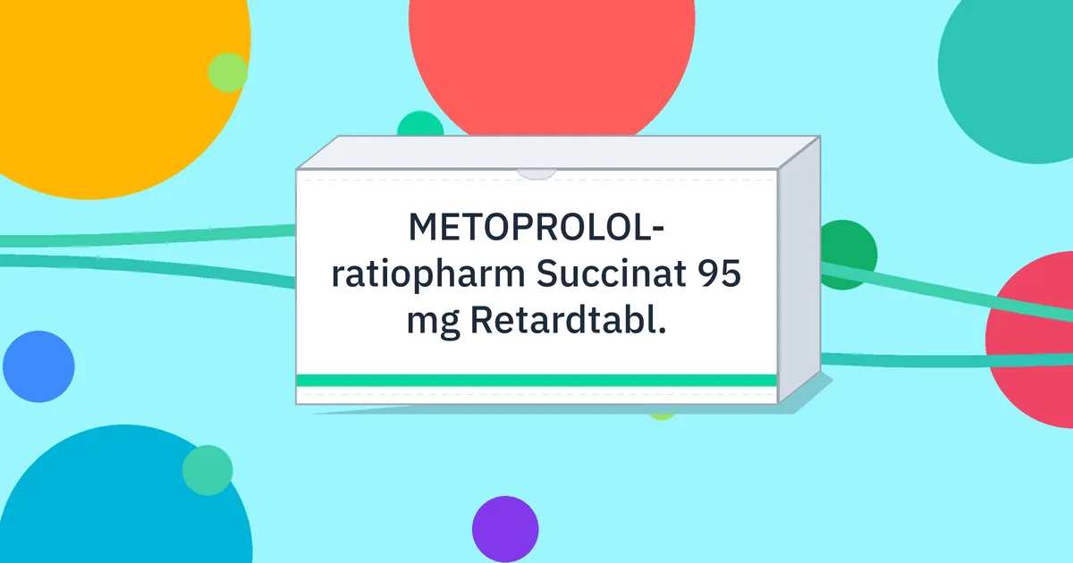 Symbolbild: Packung mit der Aufschrift METOPROLOL-ratiopharm Succinat 95 mg Retardtabl. (PZN 00089661) – Verfügbarkeit und Bezug in Apotheken in Frankfurt am Main