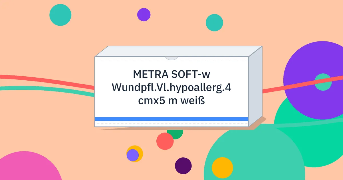 Symbolbild: Packung mit der Aufschrift METRA SOFT-w Wundpfl.Vl.hypoallerg.4 cmx5 m weiß (PZN 07772065) – Verfügbarkeit und Bezug in Apotheken in Frankfurt am Main