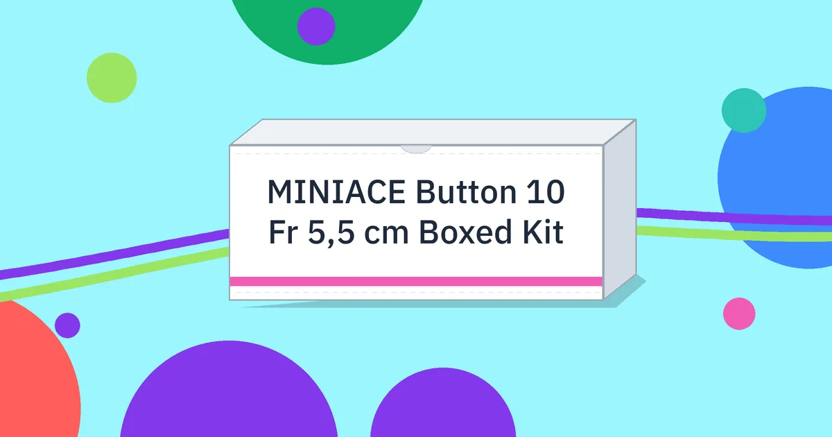Symbolbild: Packung mit der Aufschrift MINIACE Button 10 Fr 5,5 cm Boxed Kit (PZN 16953179) – Verfügbarkeit und Bezug in Apotheken in Frankfurt am Main