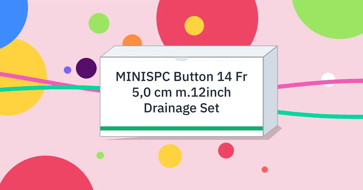 Symbolbild: Packung mit der Aufschrift MINISPC Button 14 Fr 5,0 cm m.12inch Drainage Set (PZN 20820691) – Verfügbarkeit und Bezug in Apotheken in Frankfurt am Main