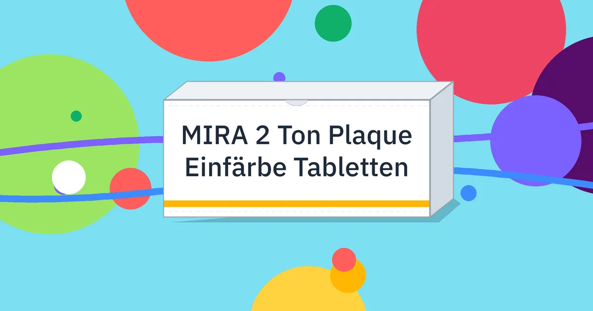 Symbolbild: Packung mit der Aufschrift MIRA 2 Ton Plaque Einfärbe Tabletten (PZN 04005394) – Verfügbarkeit und Bezug in Apotheken in Frankfurt am Main
