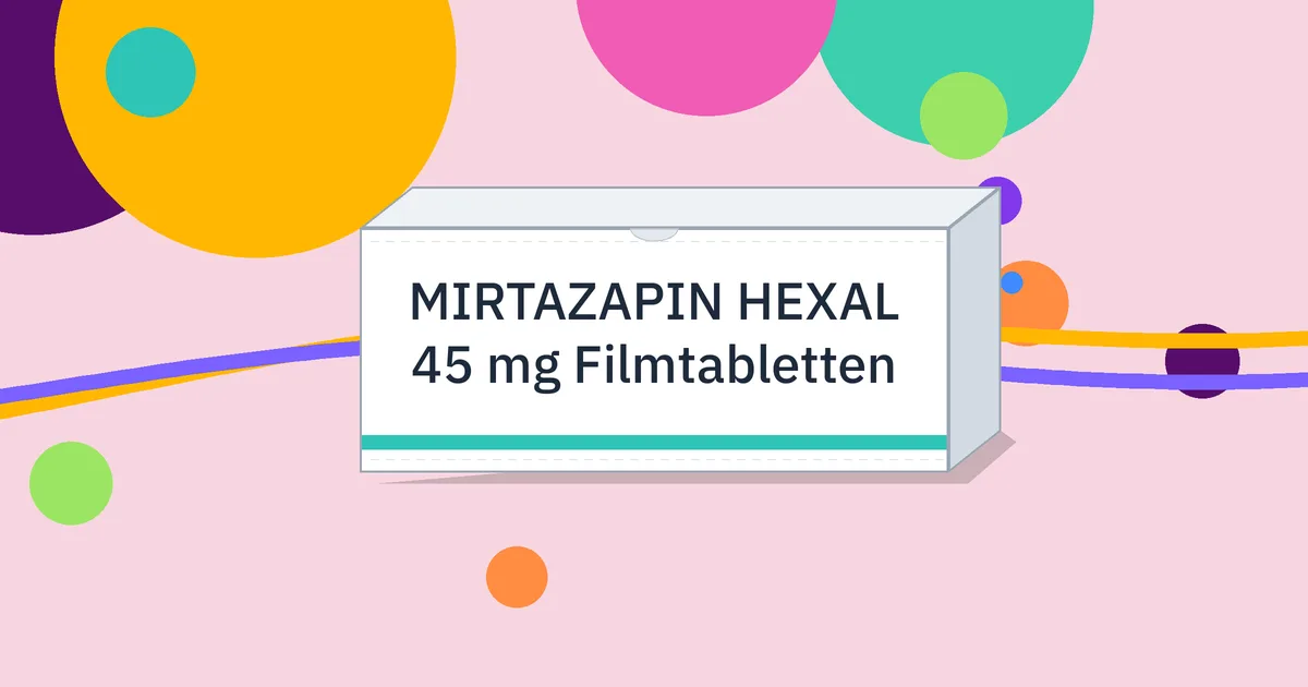 Symbolbild: Packung mit der Aufschrift MIRTAZAPIN HEXAL 45 mg Filmtabletten (PZN 03393572) – Verfügbarkeit und Bezug in Apotheken in Frankfurt am Main