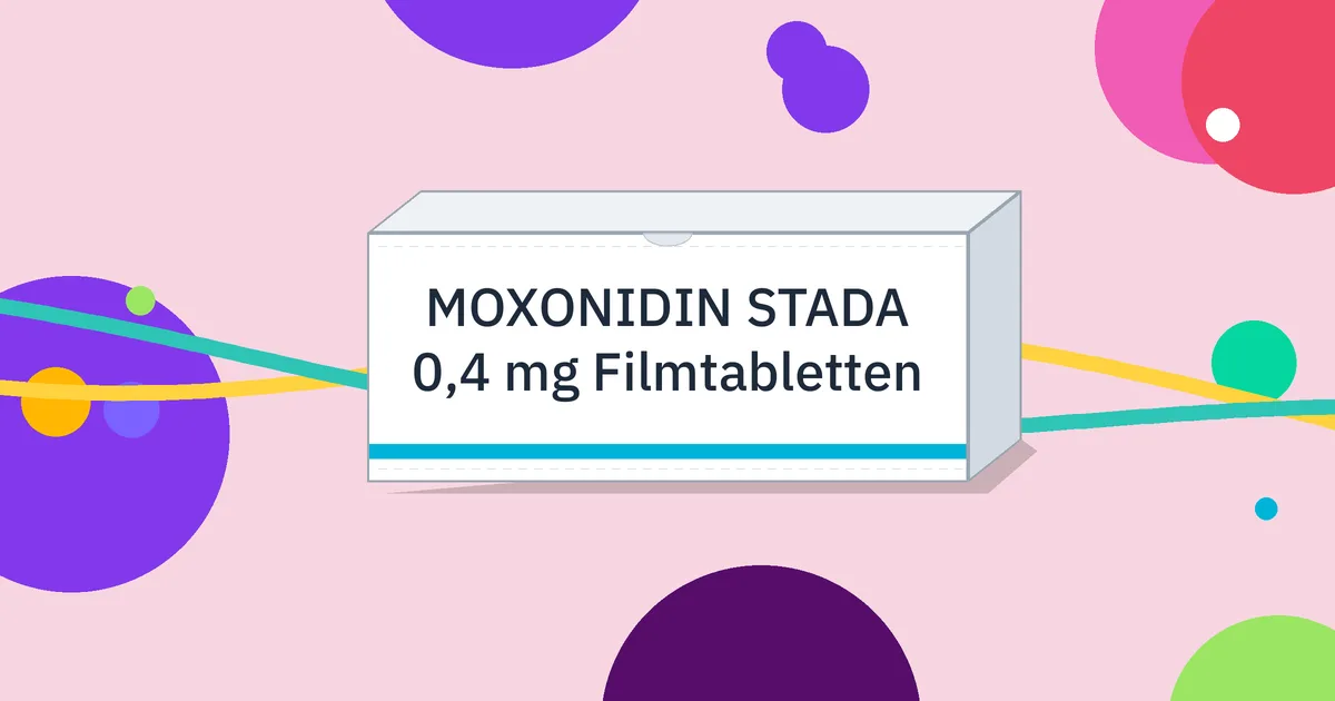 Symbolbild: Packung mit der Aufschrift MOXONIDIN STADA 0,4 mg Filmtabletten (PZN 02188918) – Verfügbarkeit und Bezug in Apotheken in Frankfurt am Main