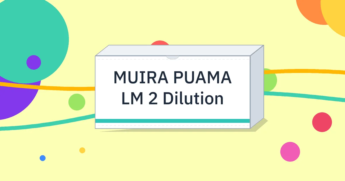 Symbolbild: Packung mit der Aufschrift MUIRA PUAMA LM 2 Dilution (PZN 13611076) – Verfügbarkeit und Bezug in Apotheken in Frankfurt am Main