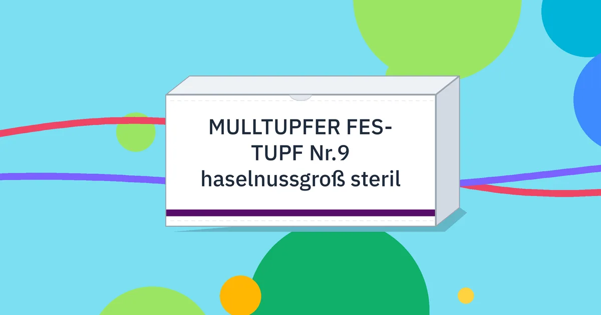 Symbolbild: Packung mit der Aufschrift MULLTUPFER FES-TUPF Nr.9 haselnussgroß steril (PZN 10415185) – Verfügbarkeit und Bezug in Apotheken in Frankfurt am Main