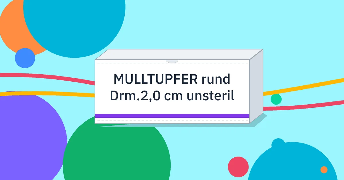 Symbolbild: Packung mit der Aufschrift MULLTUPFER rund Drm.2,0 cm unsteril (PZN 04710997) – Verfügbarkeit und Bezug in Apotheken in Frankfurt am Main