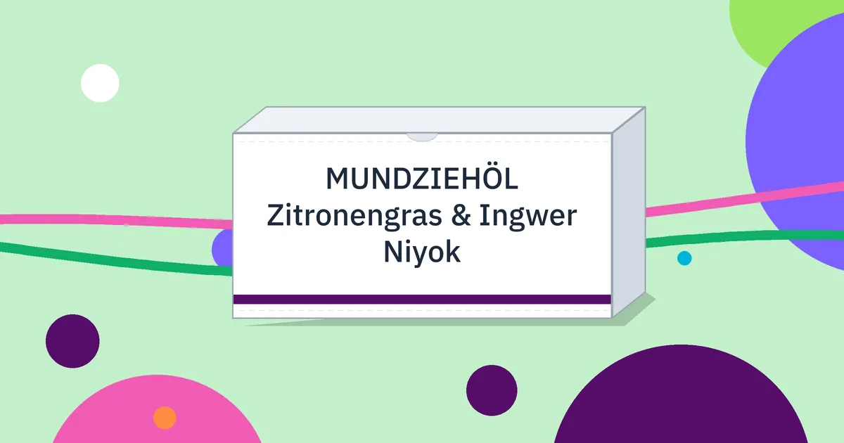 Symbolbild: Packung mit der Aufschrift MUNDZIEHÖL Zitronengras & Ingwer Niyok (PZN 17535679) – Verfügbarkeit und Bezug in Apotheken in Frankfurt am Main