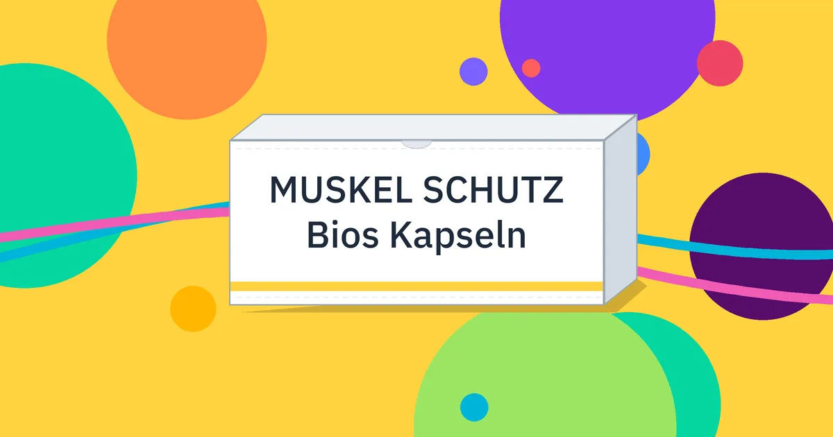 Symbolbild: Packung mit der Aufschrift MUSKEL SCHUTZ Bios Kapseln (PZN 10556299) – Verfügbarkeit und Bezug in Apotheken in Frankfurt am Main
