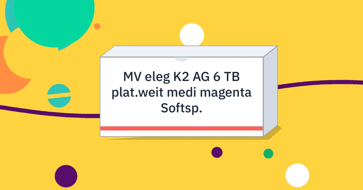 Symbolbild: Packung mit der Aufschrift MV eleg K2 AG 6 TB plat.weit medi magenta Softsp. (PZN 14640080) – Verfügbarkeit und Bezug in Apotheken in Frankfurt am Main